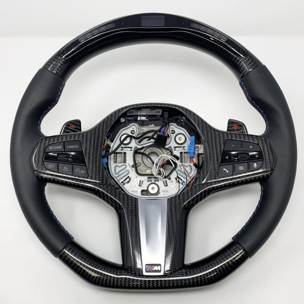 BMW G SERIES CARBON FIBRE LED STEERING WHEEL – AUTOBUNCH®